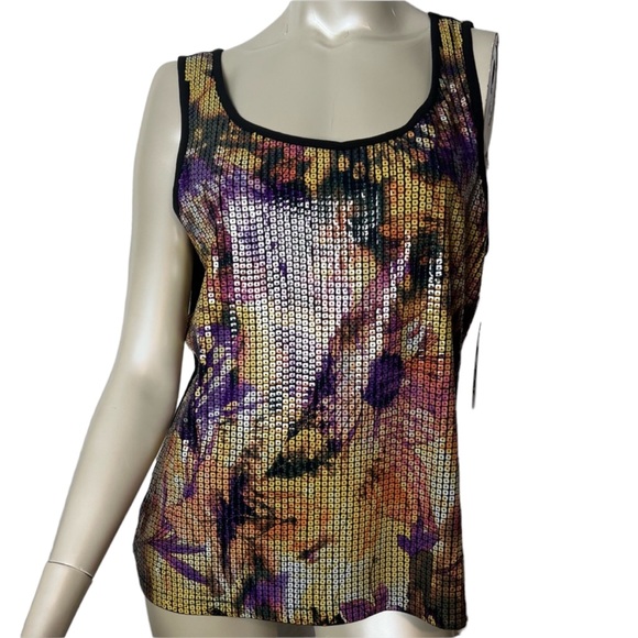Peter Nygard | Tops | Nygard Yellow Purple Black Floral Sleeveless Tank ...